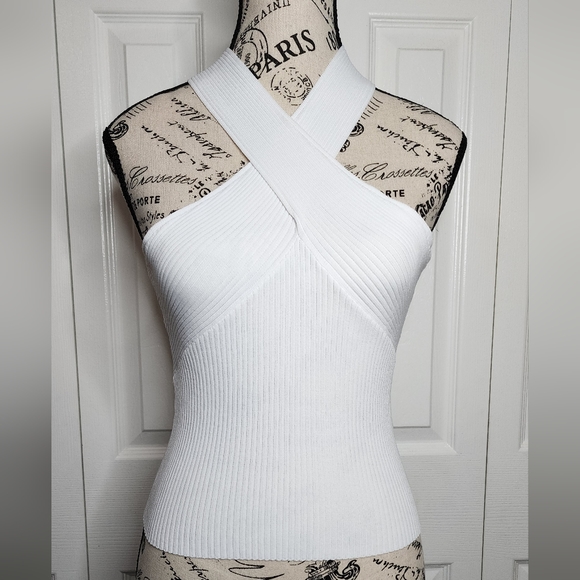 Topshop | Tops | Topshop White Cross Front Halter Top | Poshmark